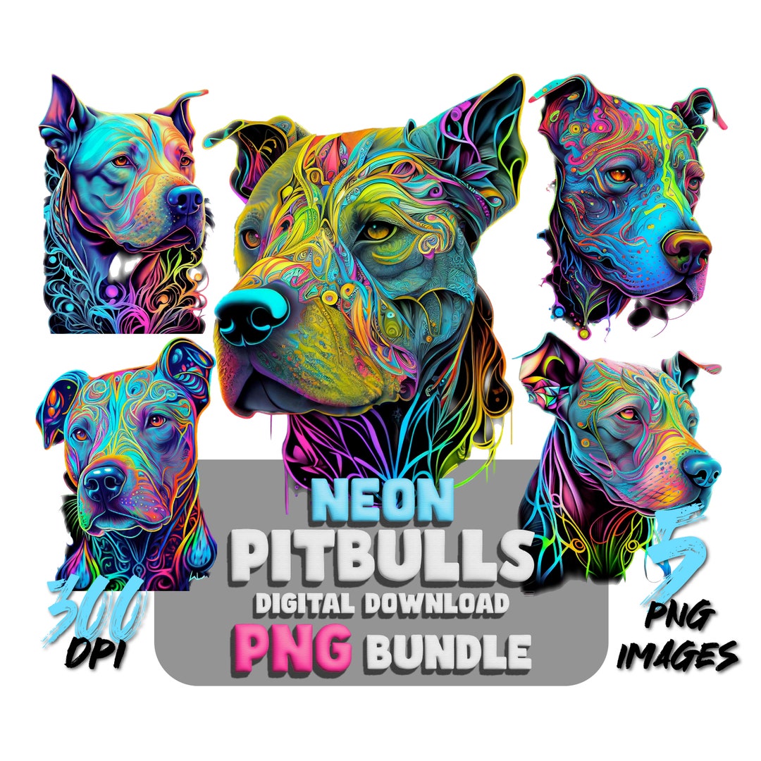 Neon Pitbull PNG Images: Printable Canine Art (digital Download) - Etsy