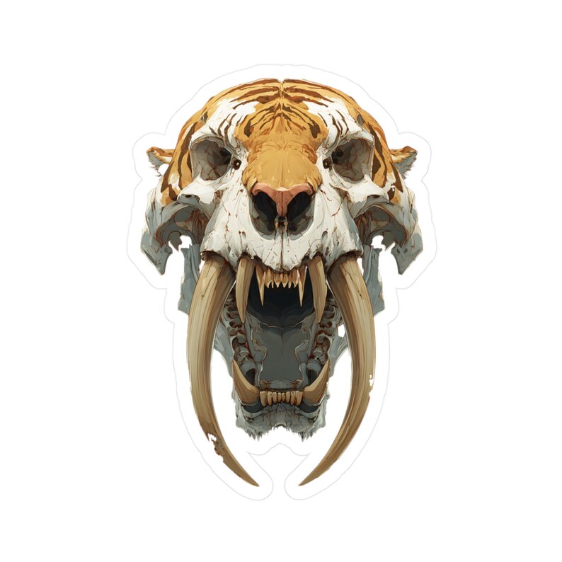 Sabertooth Tiger Vinyl Decal: Prehistoric Animal Sticker, Laptop/car ...
