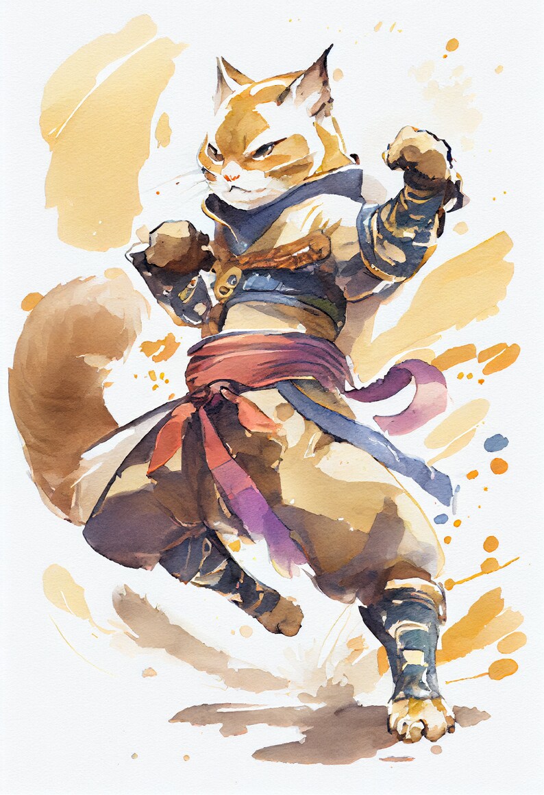 Kung-fu Cats PNG Watercolor: 5 Cat Images PNG Format for Your Design ...