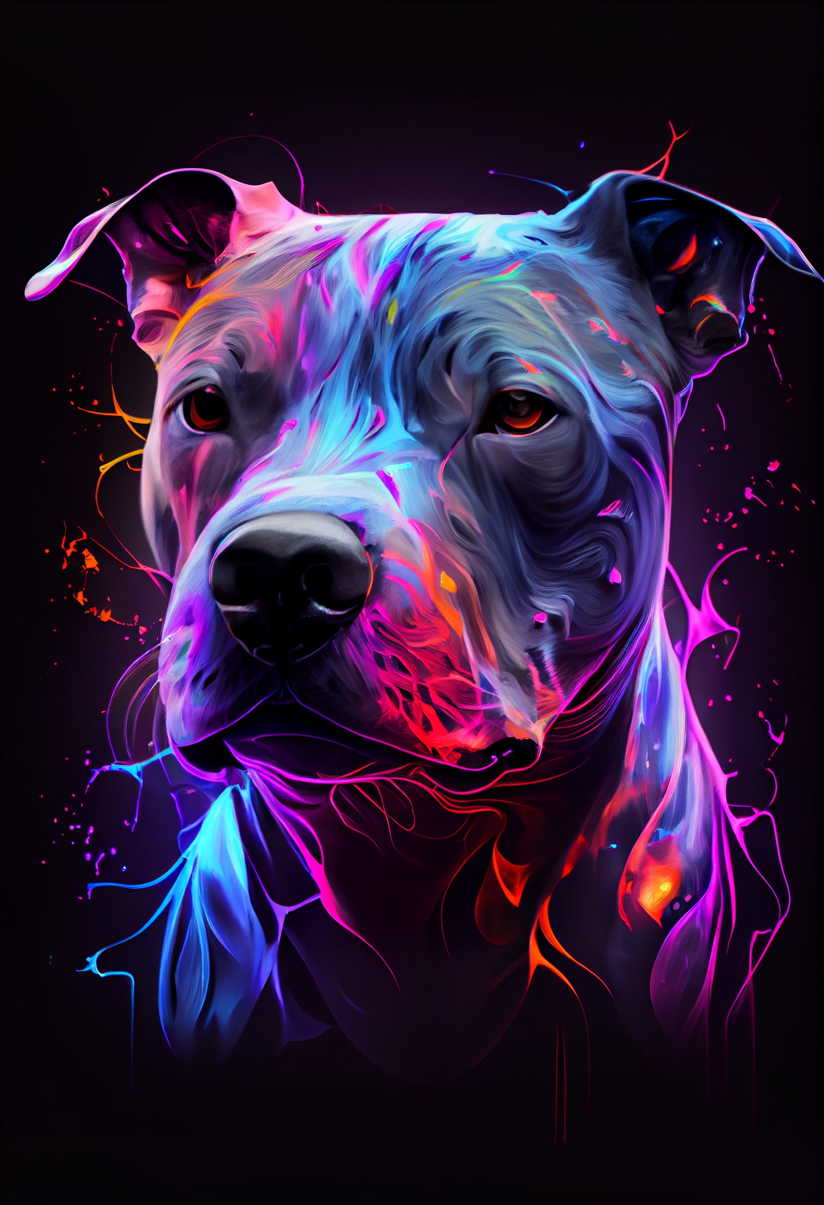 Retratos de neón Pitbull: 5 imágenes PNG de perro Pitbull Diseño de ...