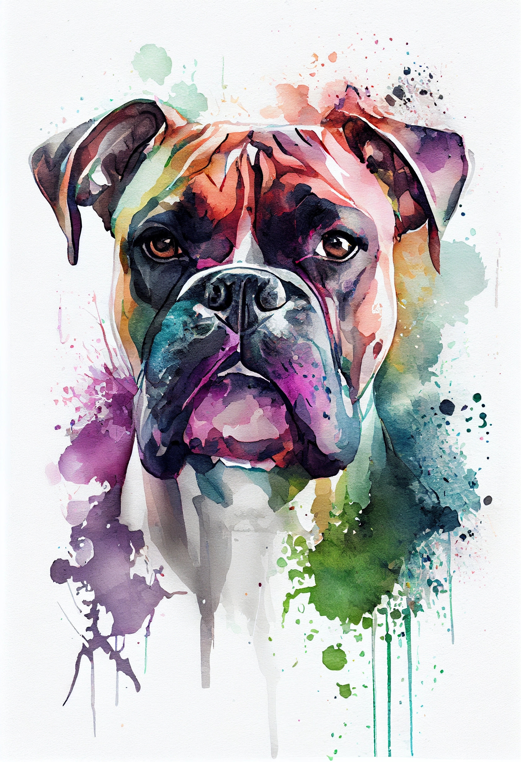 Watercolor Boxer Portraits: 5 Boxer Dog PNG Images Printable - Etsy