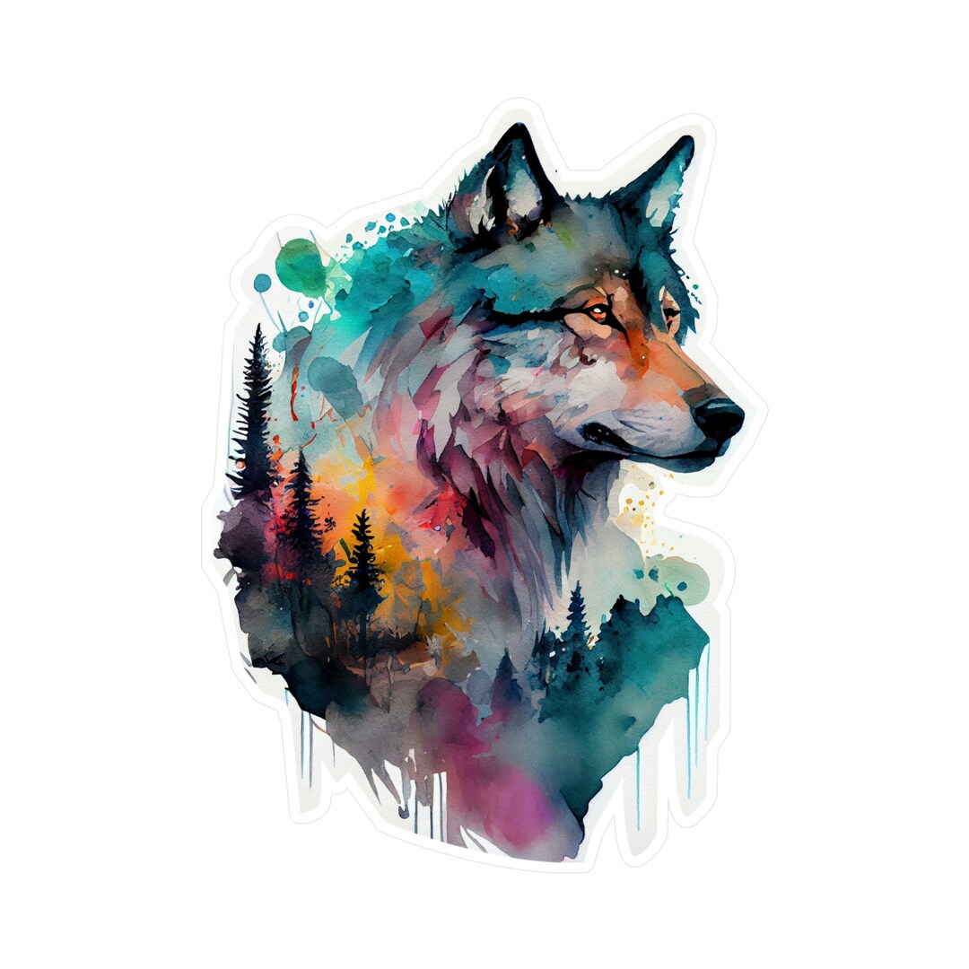 Watercolor Wolf Vinyl Sticker: Nature Decal - Etsy