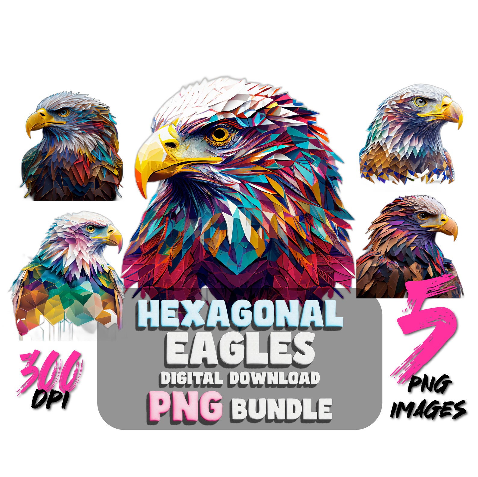 Hexagonal Eagles: 5 Eagle Images PNG Transparent Background - Etsy