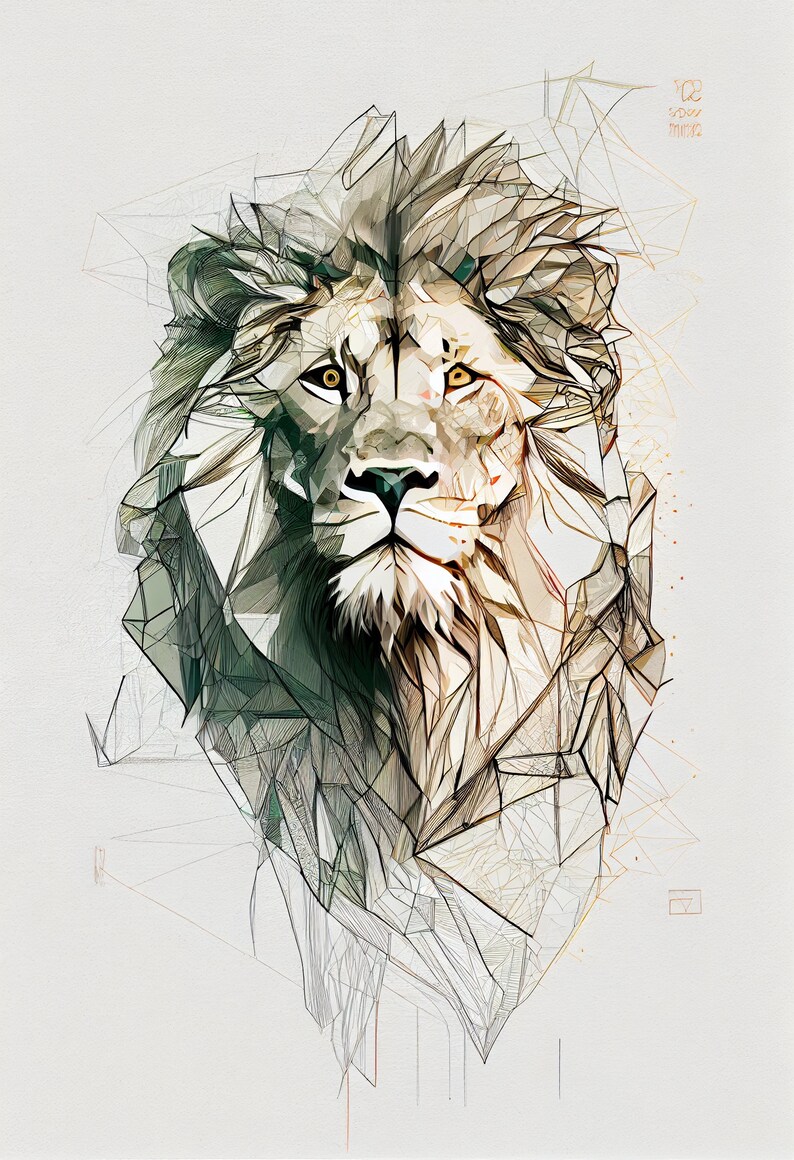 Geometric Lions: 5 Geo Lion PNG Images White Background - Etsy