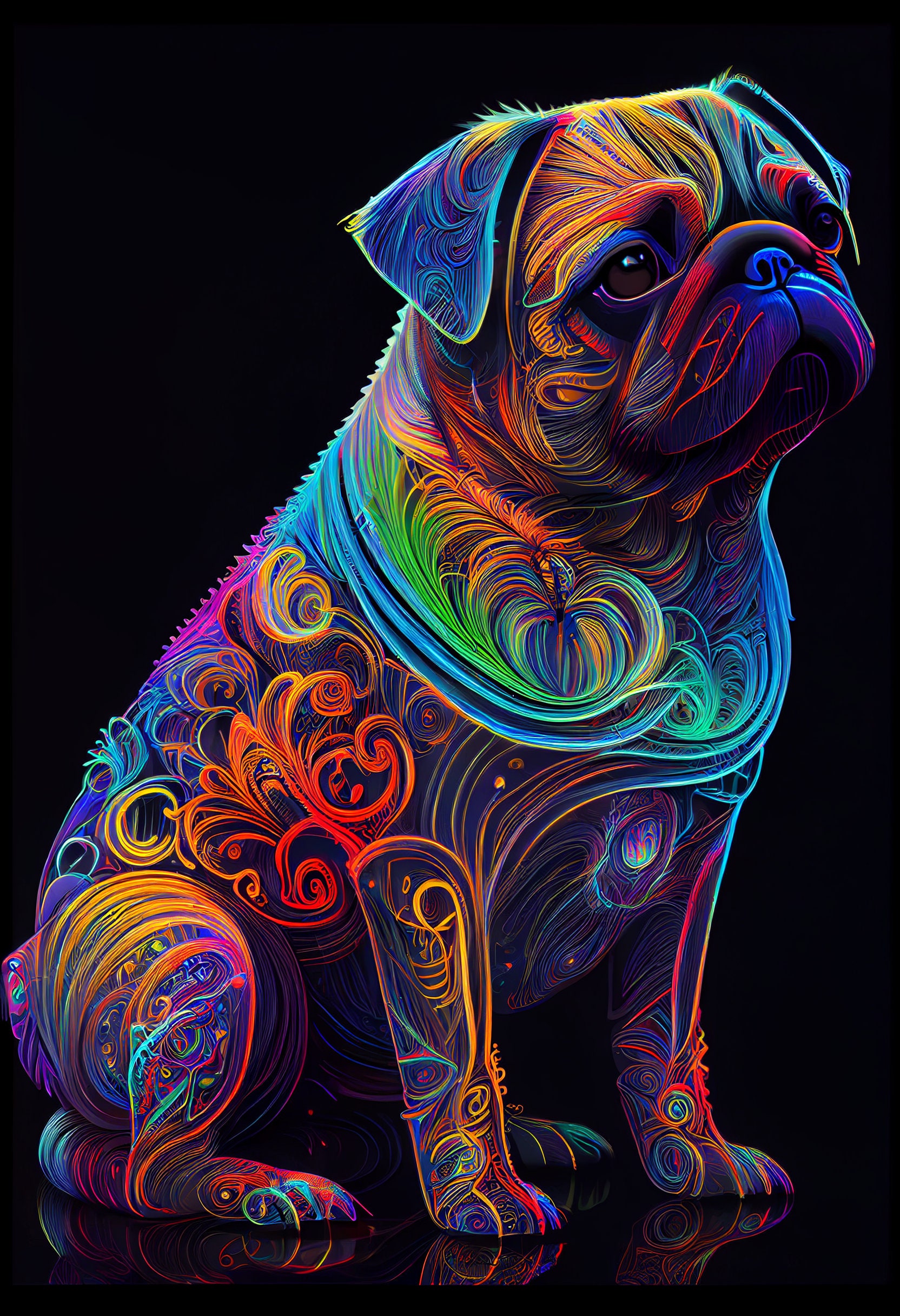 Neon Pug Portraits: 5 PNG Images (digital Download) - Etsy