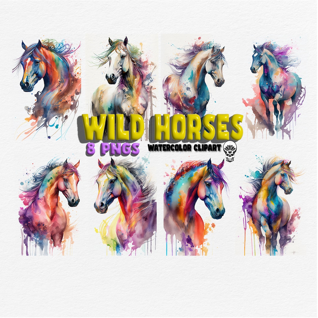 Wild Horse Portraits Pack: 8 Wild Horse PNG Images - Printable Horse ...