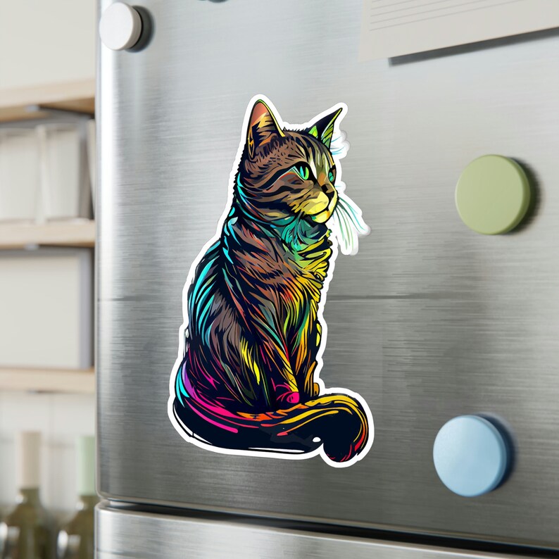 Adorable Tabby Cat Silhouette Vinyl Sticker : High-quality Tabby Cat ...