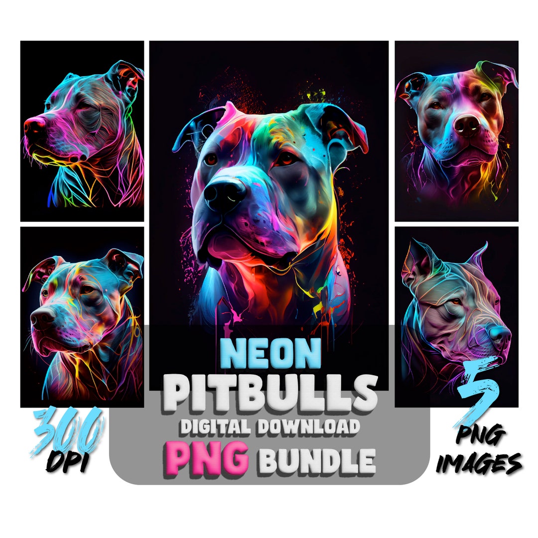 Neon Pitbull PNG Images: Printable Dog Art (digital Download) - Etsy