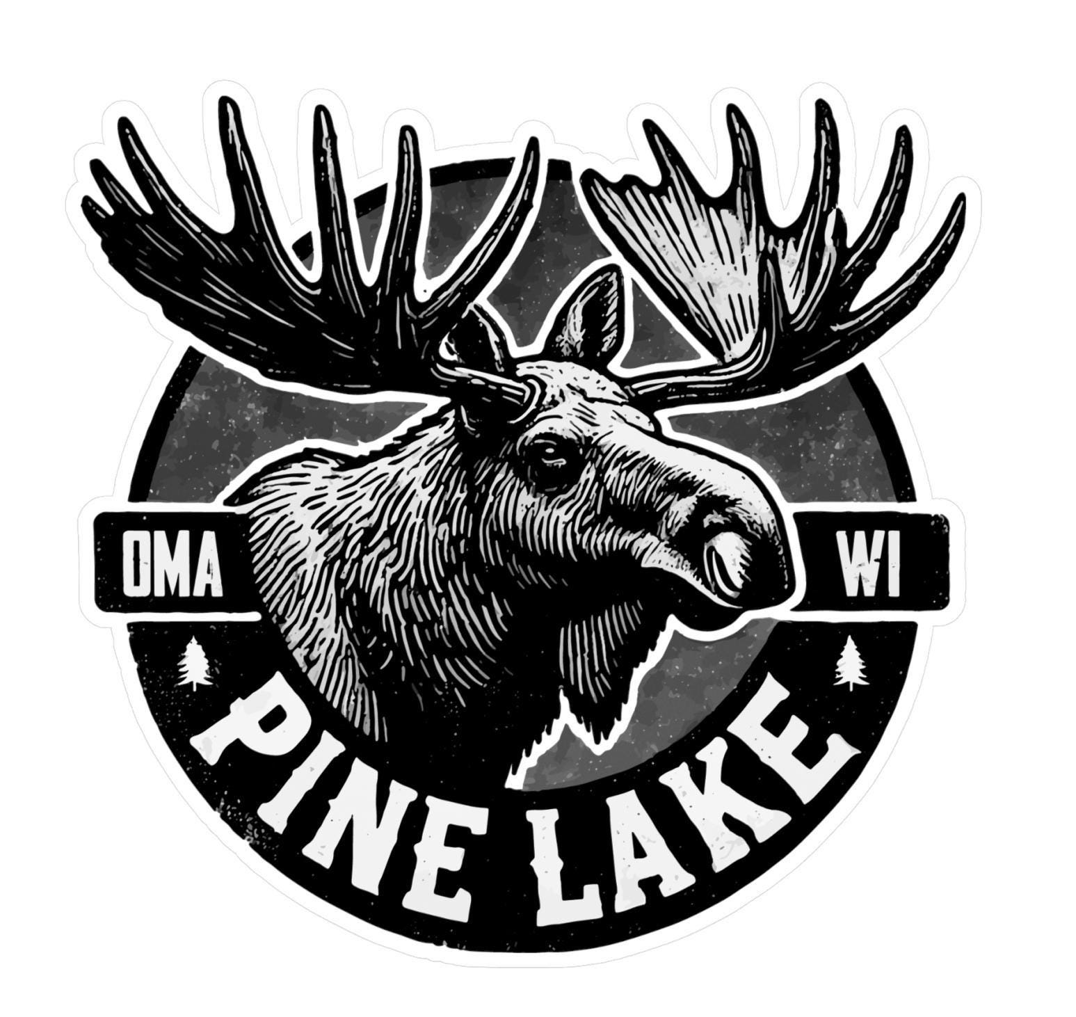 Pine Lake Moose Vinyl Sticker - Laptop, Car, Snowboard Decal - Etsy