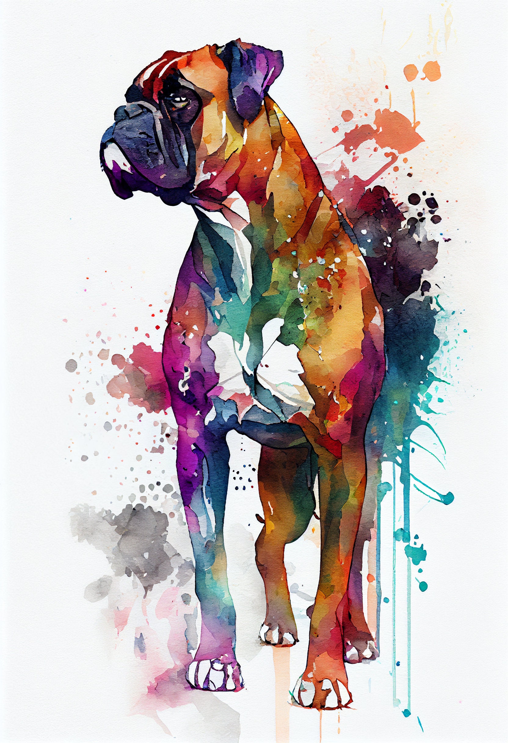 Watercolor Boxer Portraits: 5 Boxer Dog PNG Images Printable - Etsy