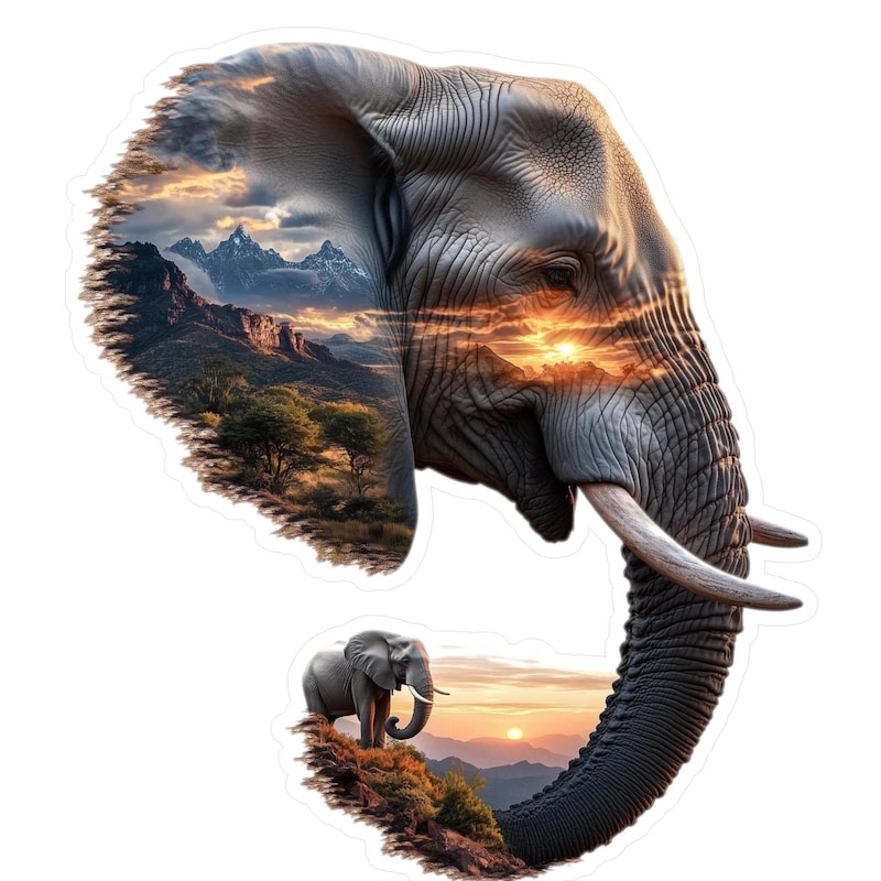 Elephant Kiss Art - Etsy UK