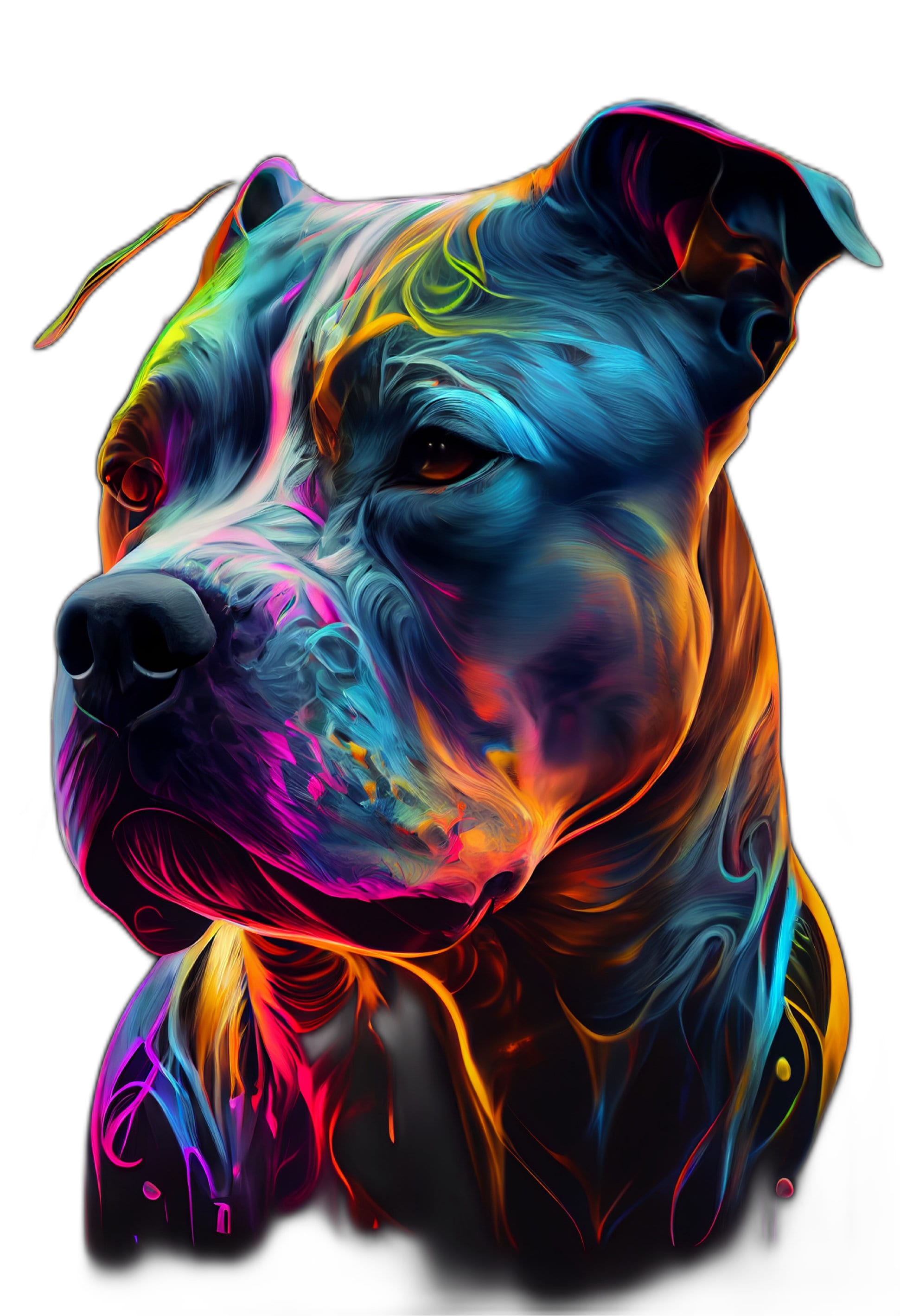 Neon Pitbull Portraits: 5 Pitbull Dog PNG Images Printable Wall Art ...