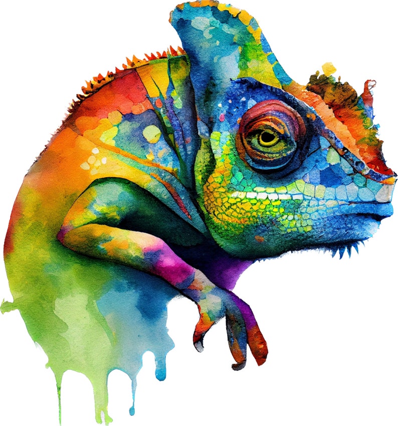 Watercolor Chameleon PNG, Chameleons Digital Clipart, Chameleon ...