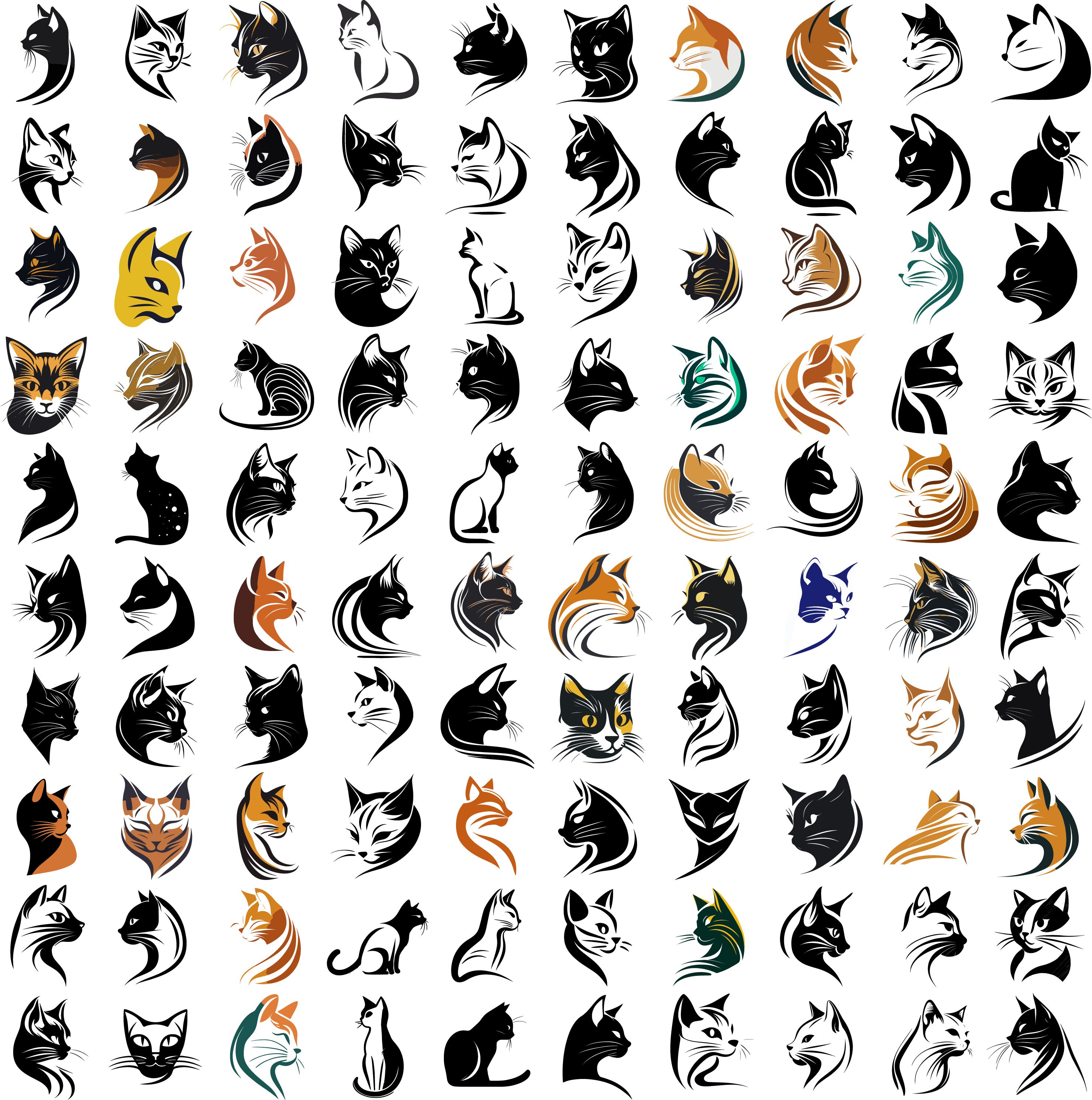 100 Cat Icon Logos: SVG Vector Graphics (digital Download) - Etsy