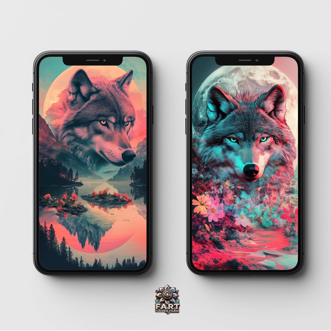 18 WOLF Phone WALLPAPERS Bundle Neutral iPhone Background Screensaver ...