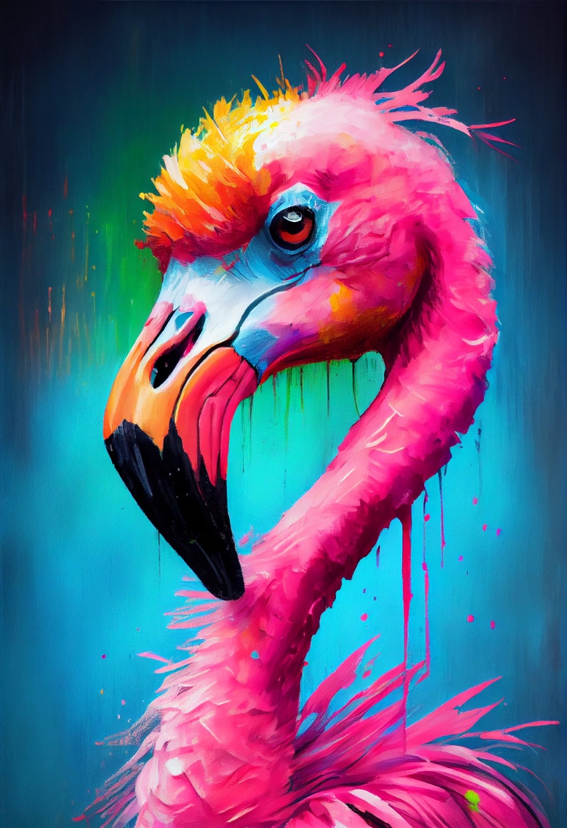 Fenicotteri rosa dipinti: 5 immagini Flamingo PNG Design di arte murale stampabile Bird Art PNG ...