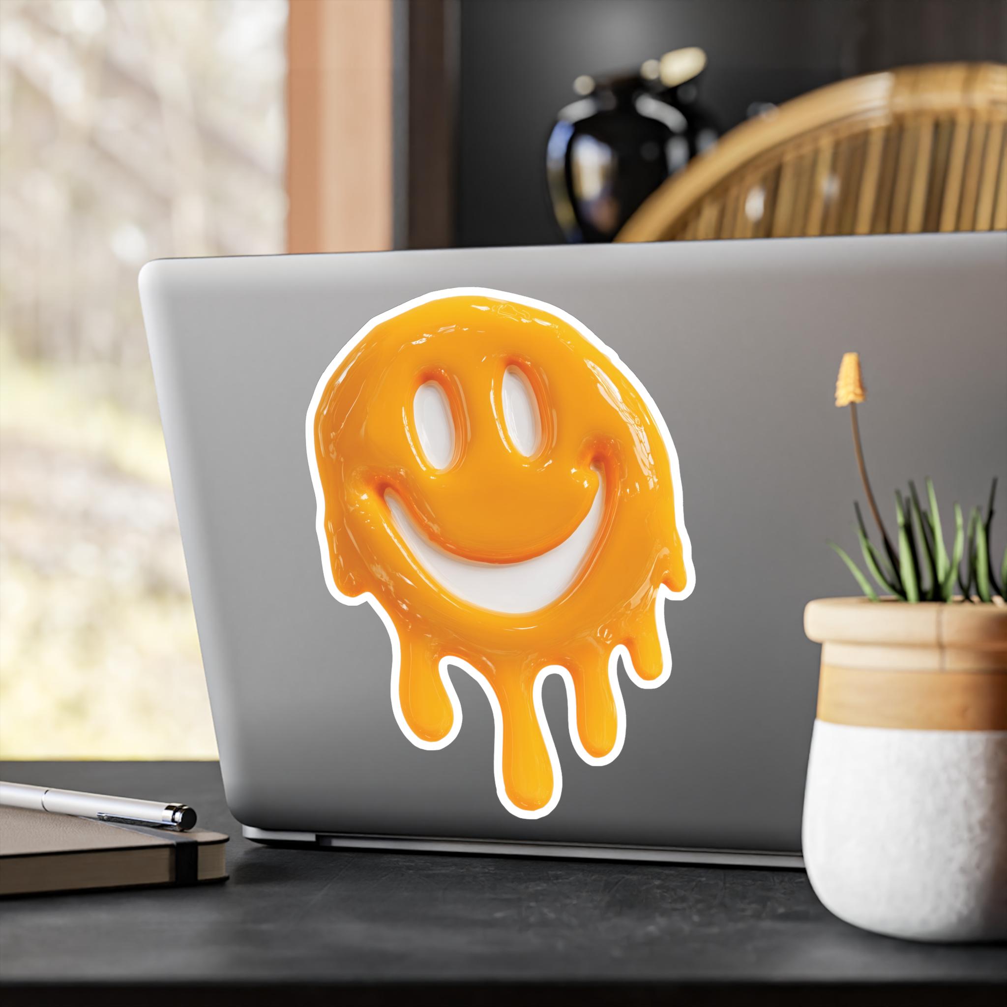 Melting Smiley Face Vinyl Decal: Waterproof Laptop, Car, Skateboard ...