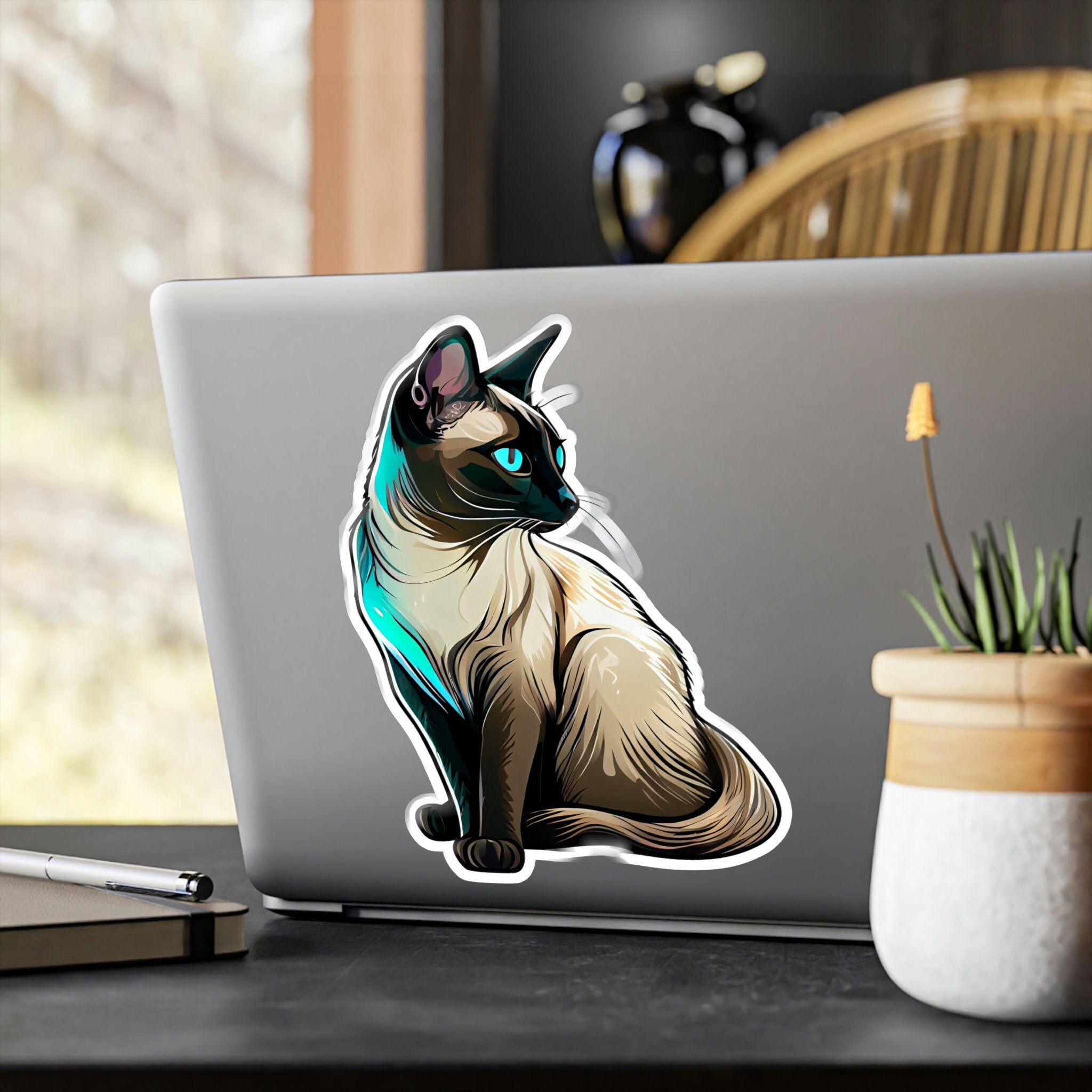 Sleek Siamese Cat Sticker : Adorable and Unique Feline Decal for Cat ...