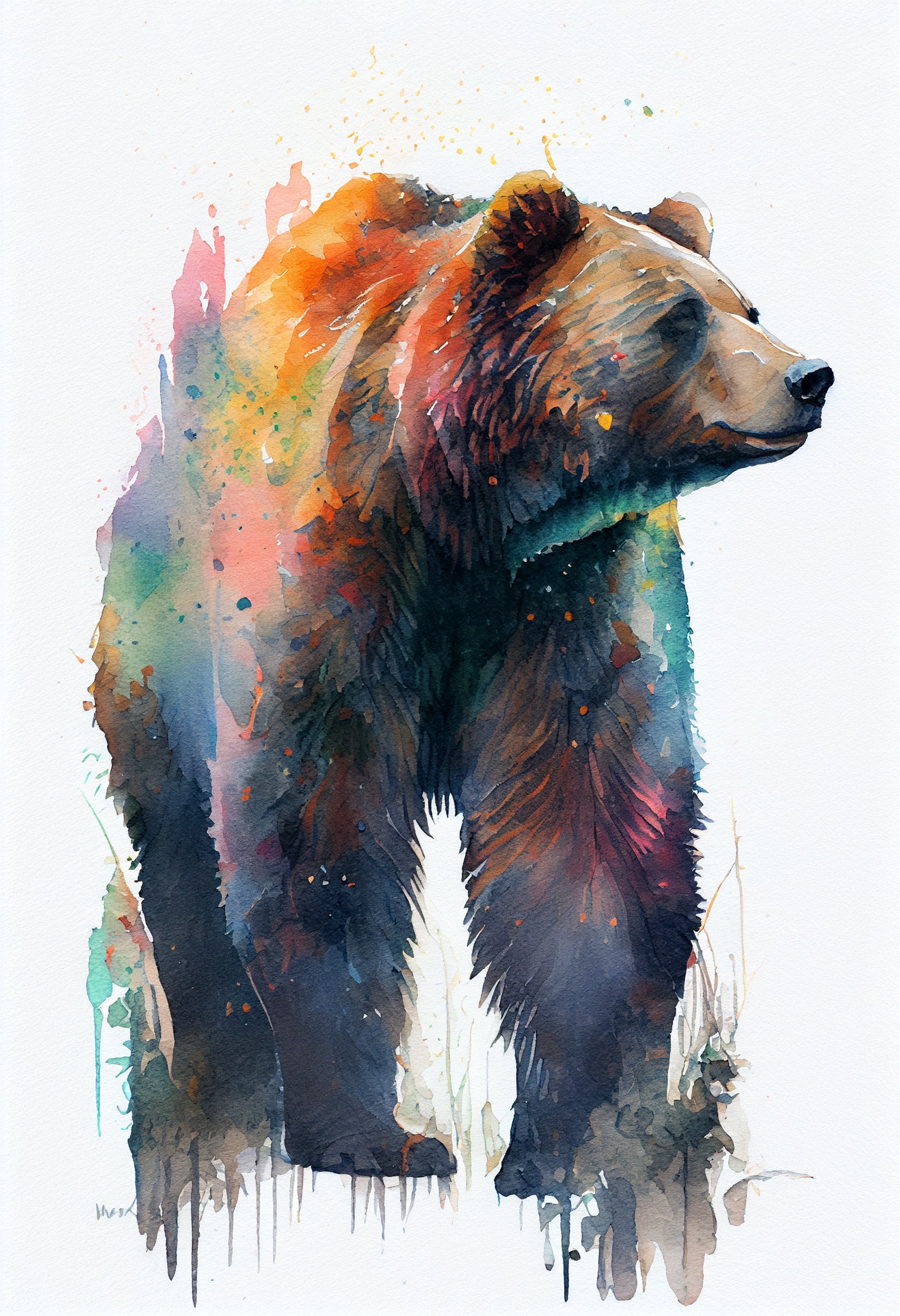 Watercolor Bears: 5 Bear Images PNG White Background Design Animal Art ...