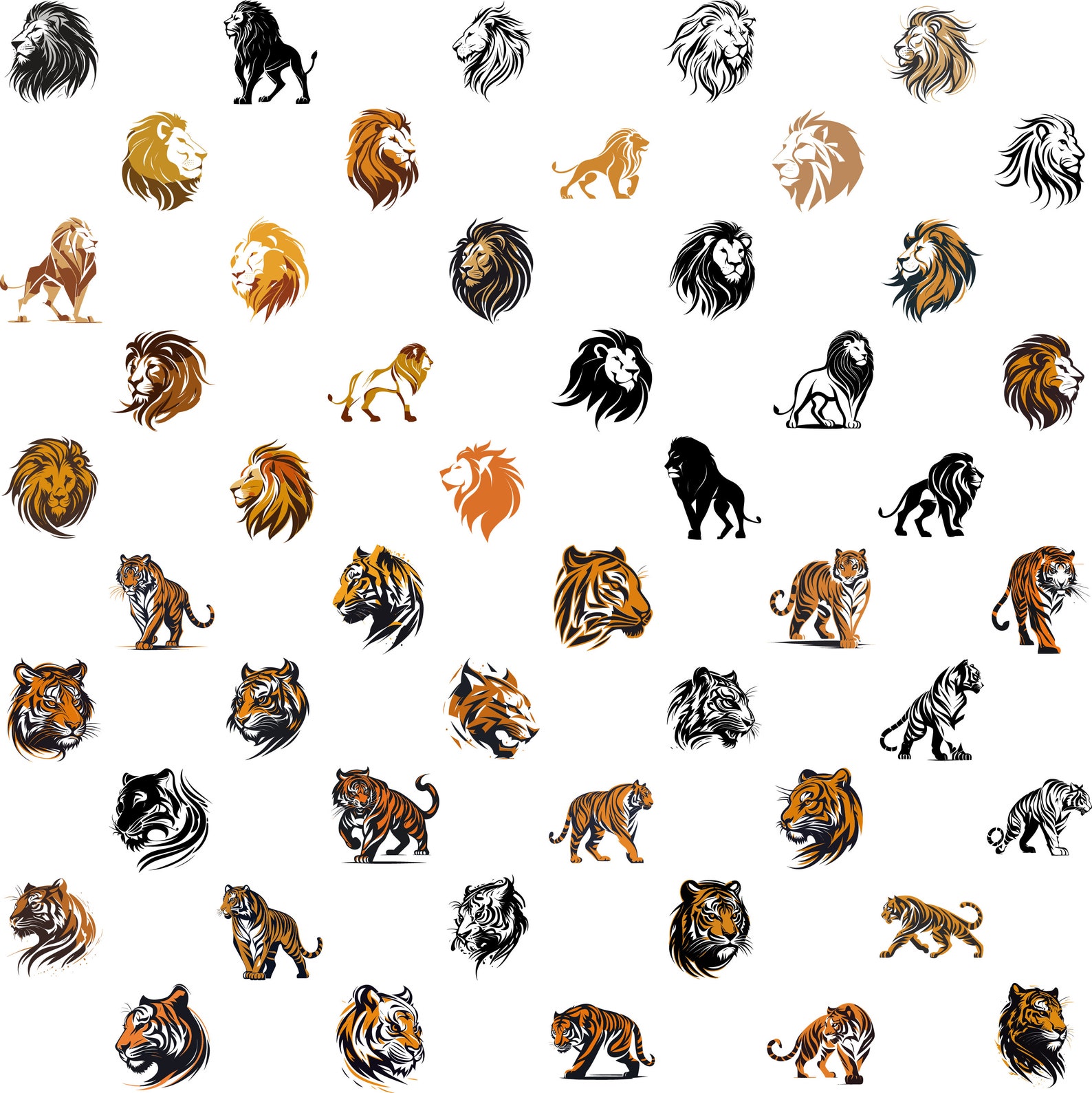 50 Lion & Tiger Icon Logos in SVG Format for Your Design Needs ...