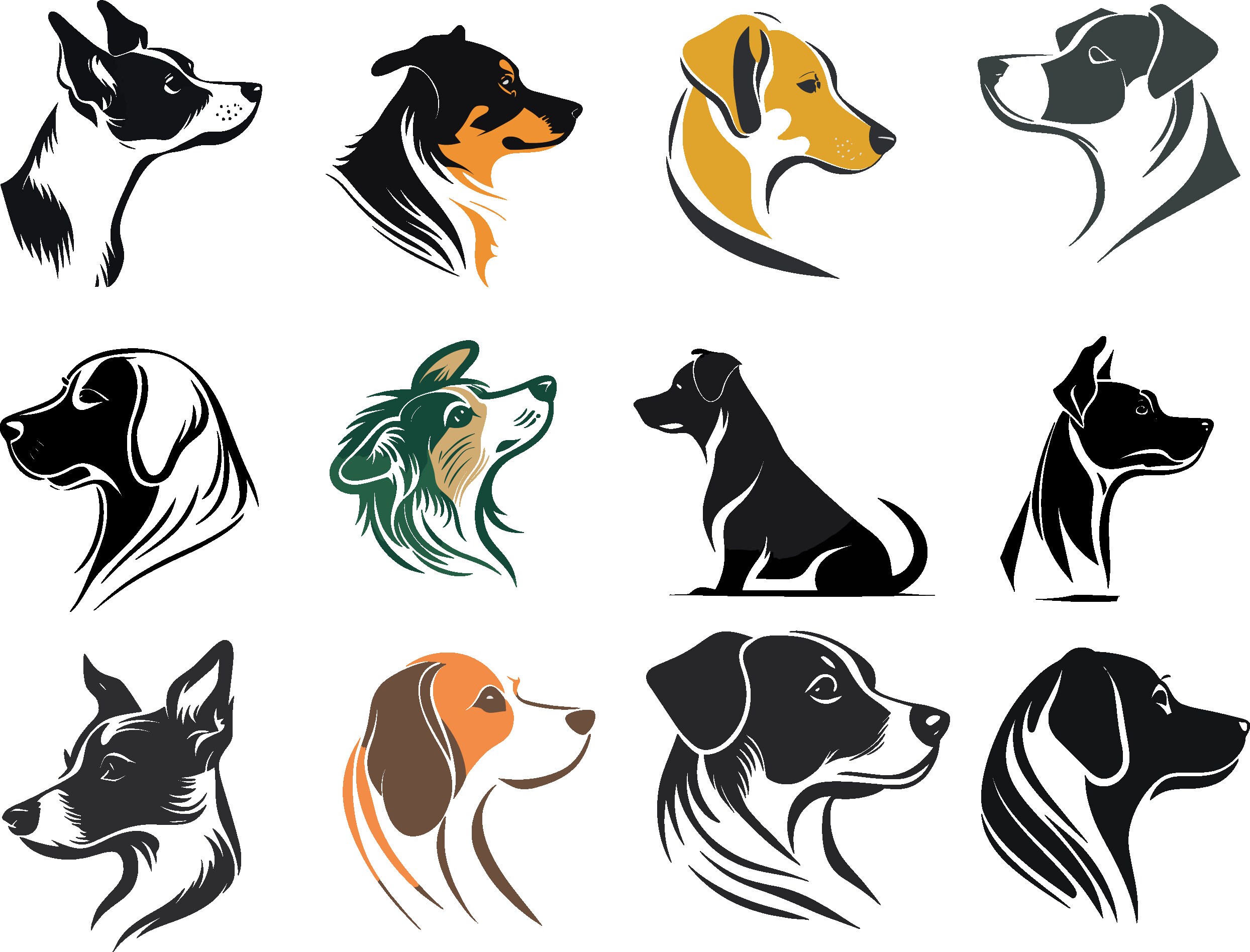 100 Dog Breed Icons: SVG Vector Graphics Bundle (digital Download) - Etsy