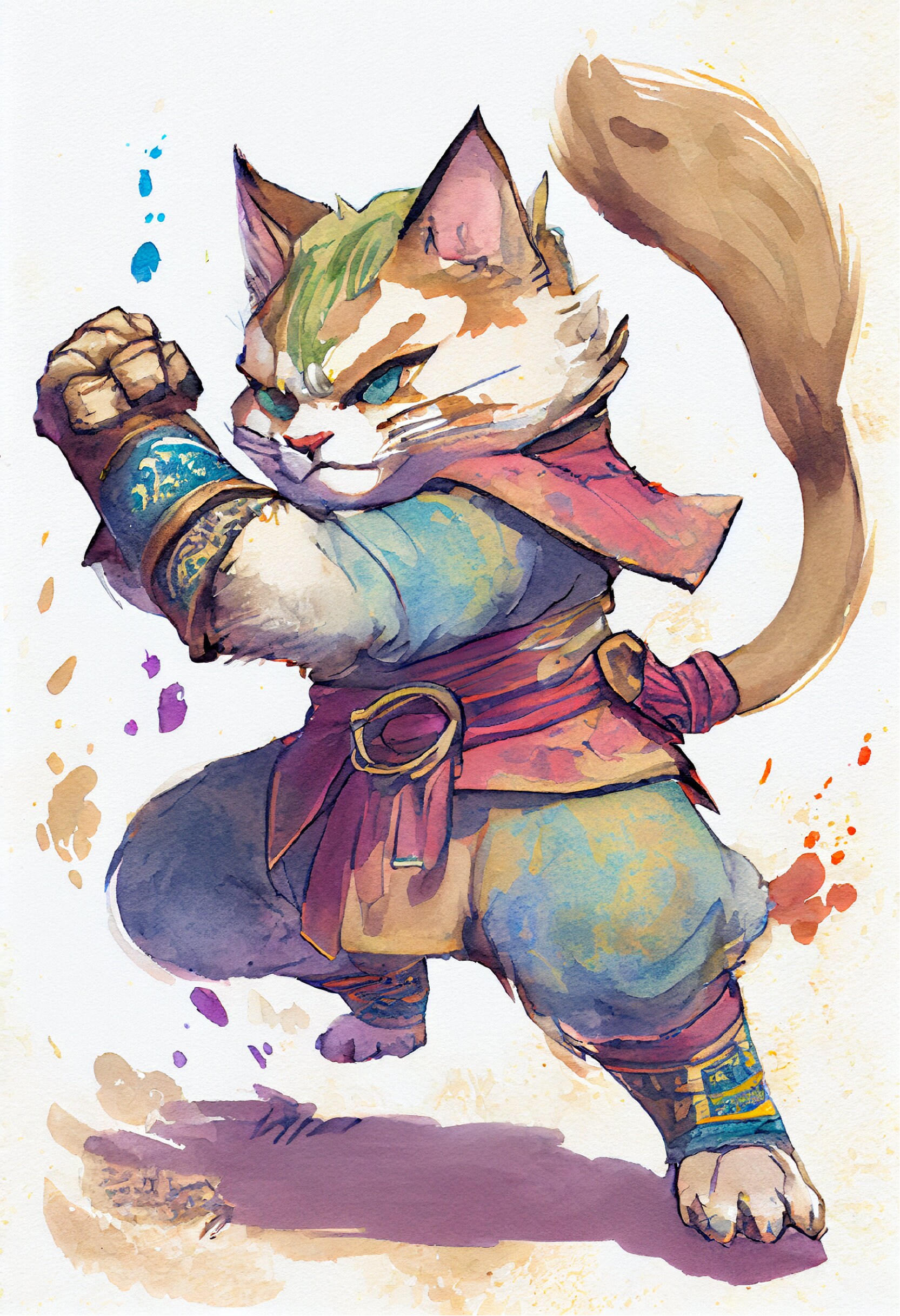 Kung-fu Cats PNG Watercolor: 5 Cat Images PNG Format for Your Design ...