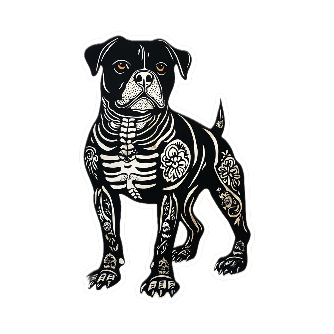 Day of the Dead Pitbull Vinyl Decal Sticker, Halloween Dog Car Window ...