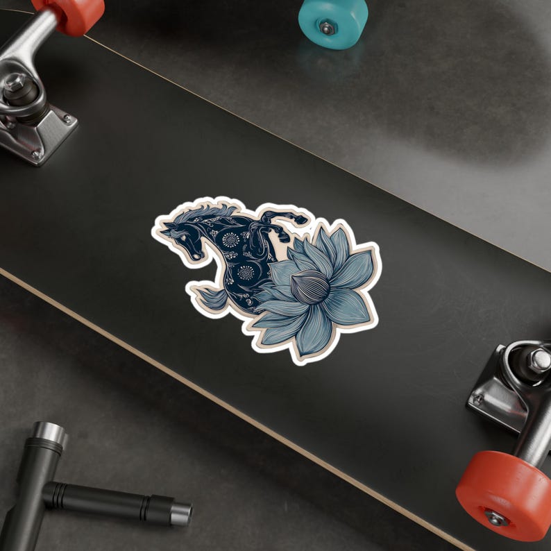 Horse Lotus Yoga Kiss-cut Vinyl Decal | Meditation Pose, Floral Mandala ...
