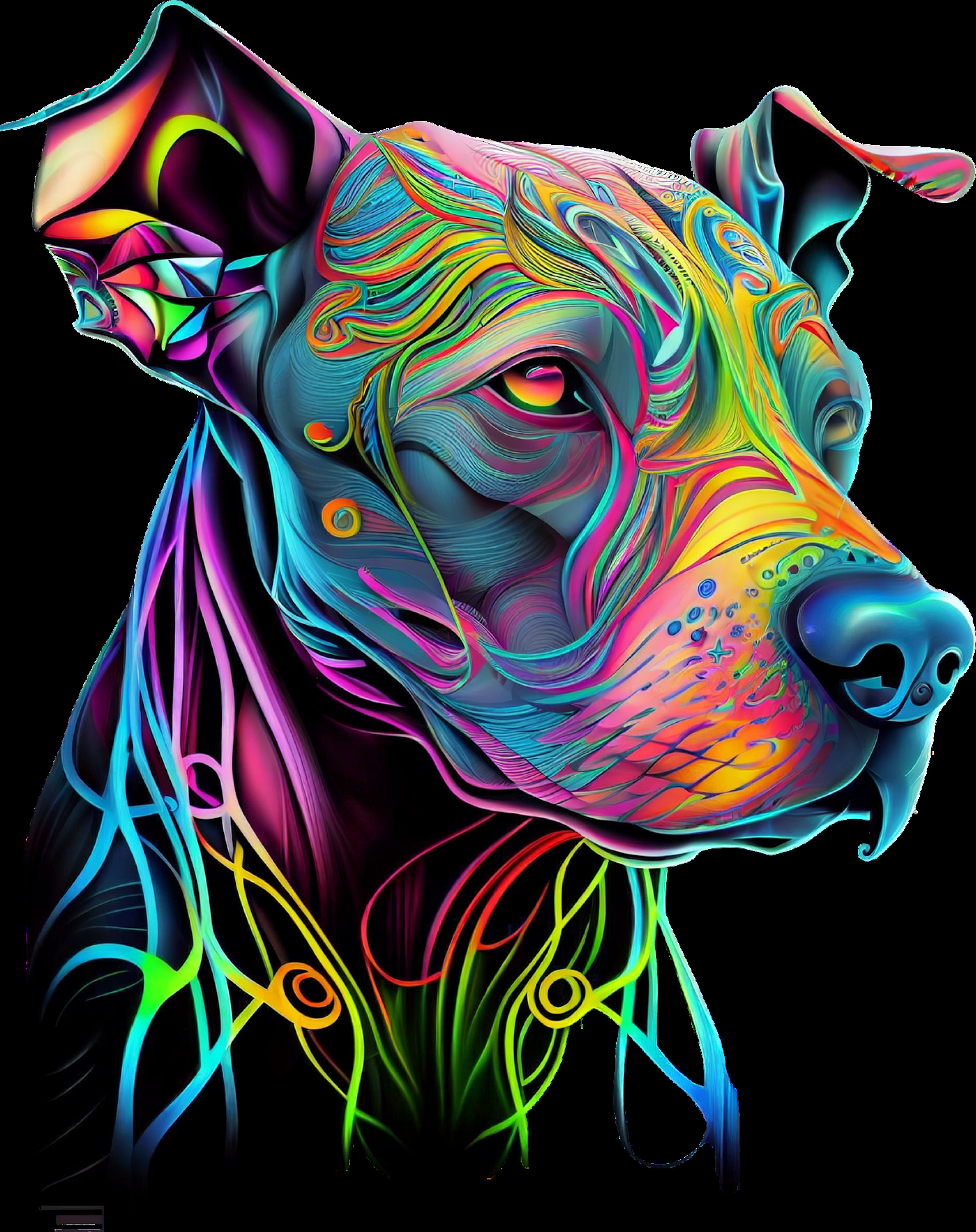 Neon Pitbull PNG Images: Printable Canine Art (digital Download) - Etsy