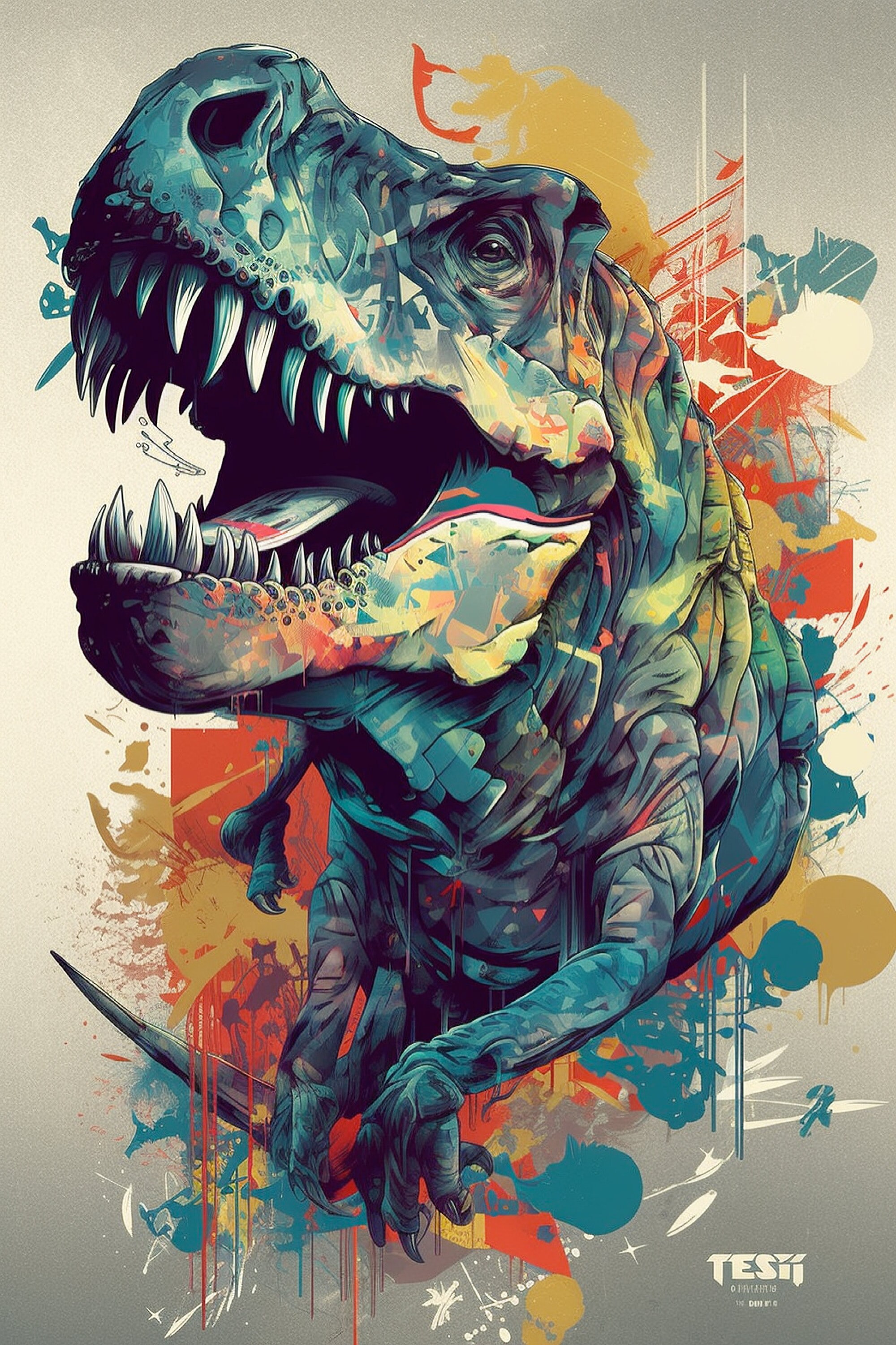 Painted T-rex Portraits: 5 Tyrannosaurus Rex PNG Images Printable Wall ...