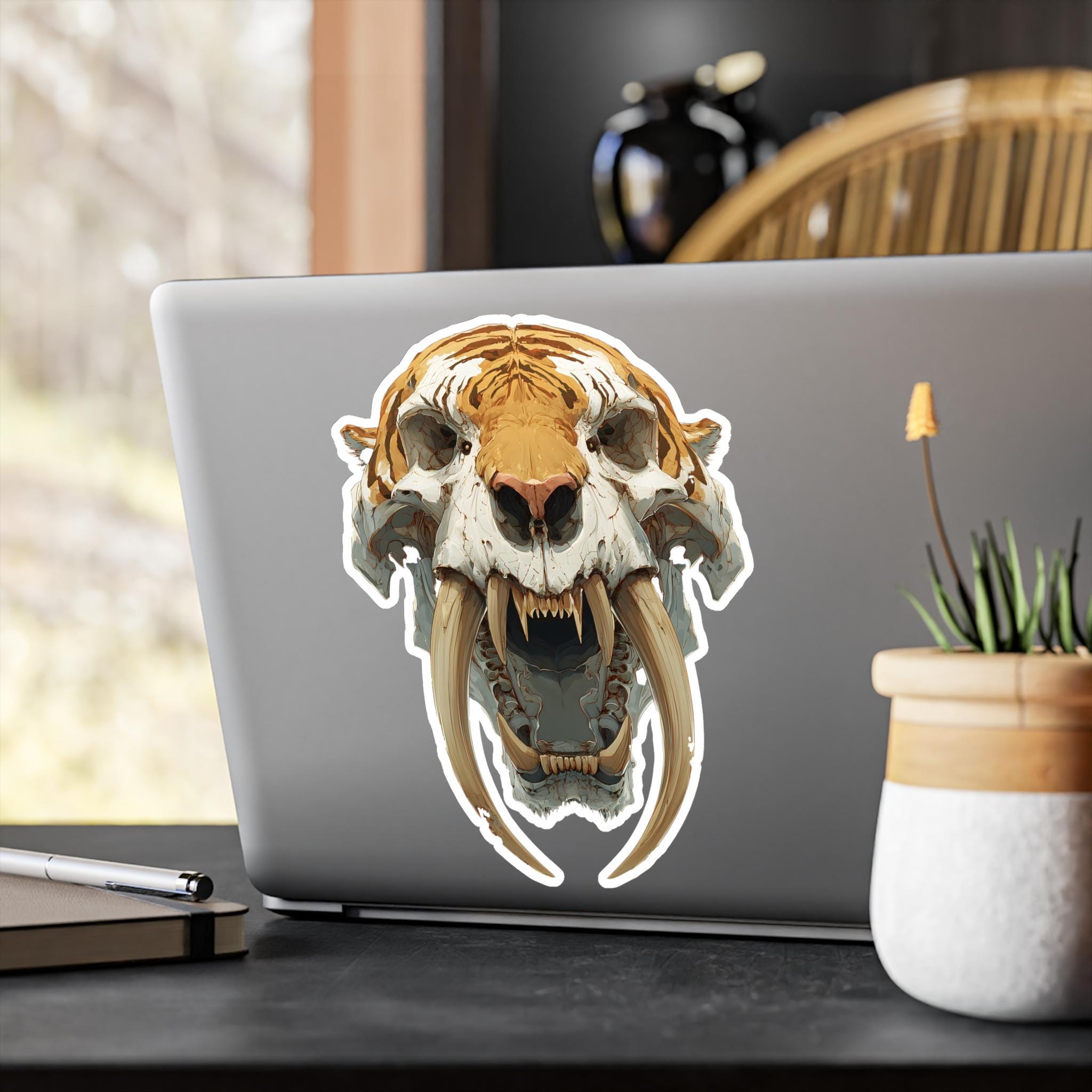 Sabertooth Tiger Vinyl Decal: Prehistoric Animal Sticker, Laptop/car ...