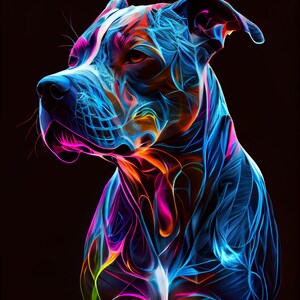 Neon Pitbull Art: 5 Dog Portrait PNG Images (digital Download) - Etsy