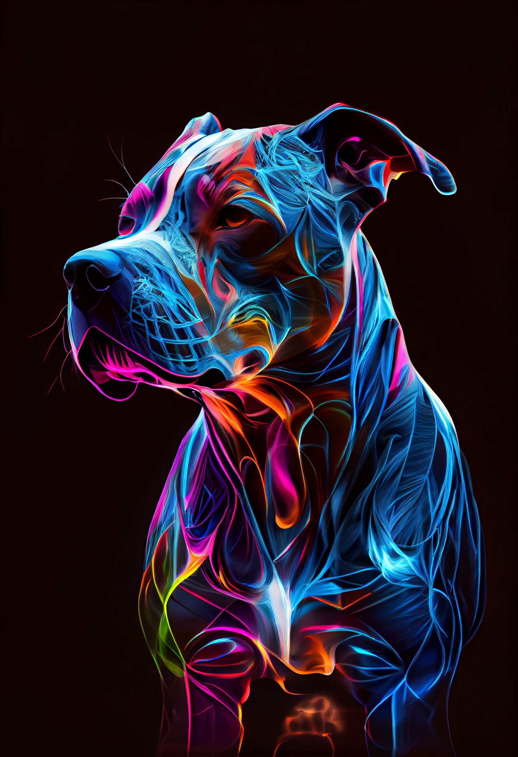 Retratos de neón Pitbull: 5 imágenes PNG de perro Pitbull Diseño de ...