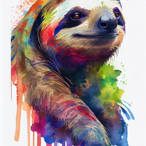 Watercolor Sloths: 5 Sloth Images PNG White Background - Design ...