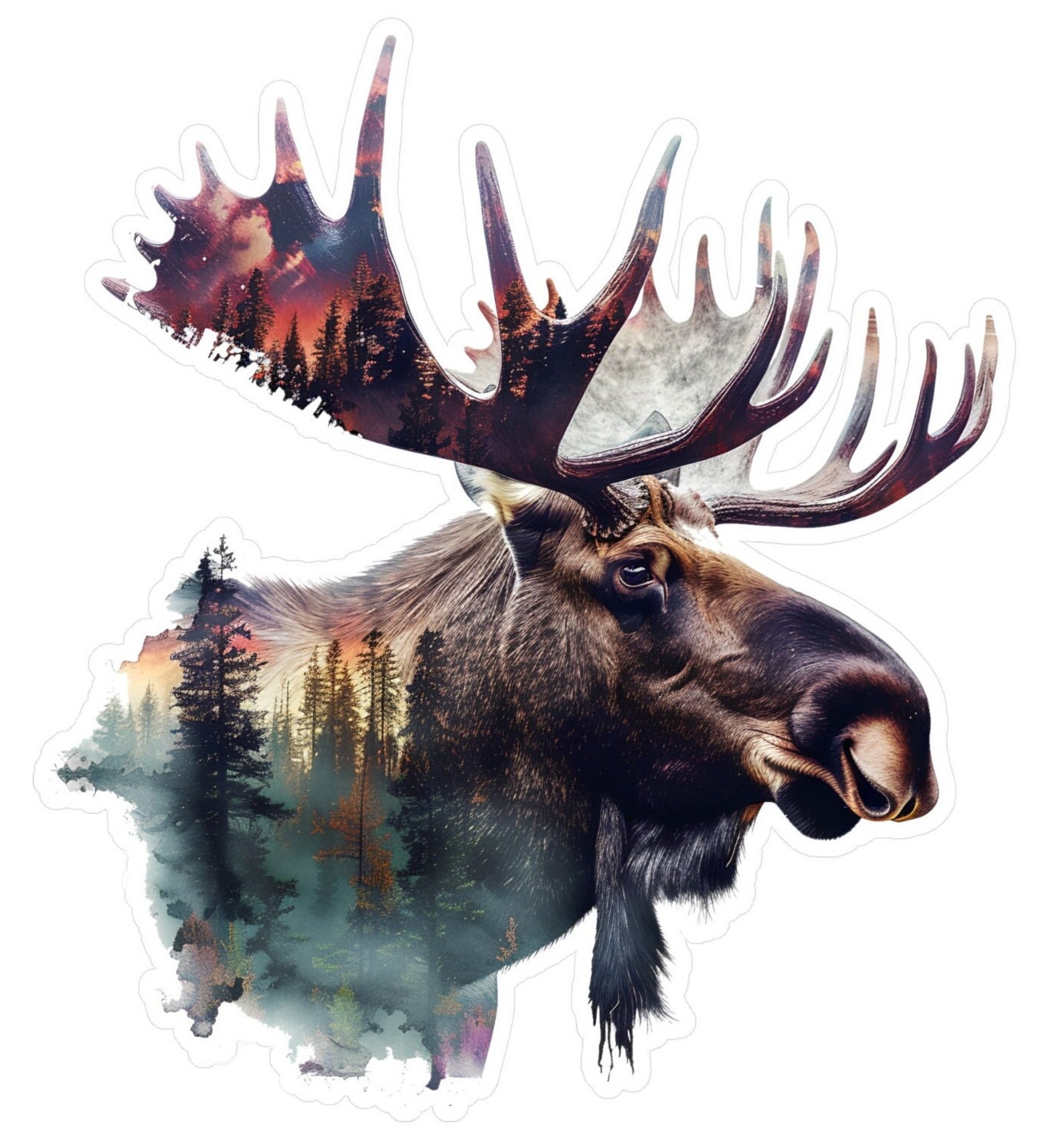 Majestic Moose: Bull Moose Vinyl Sticker - Laptop, Waterbottle, Car ...