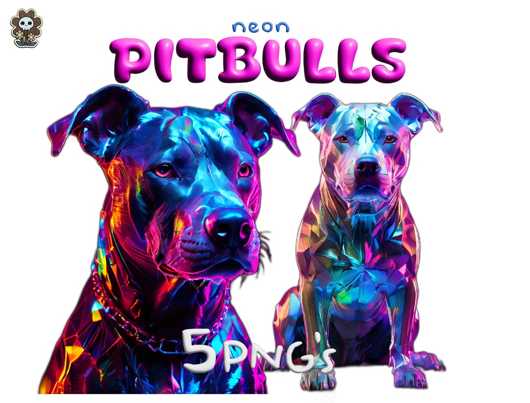 Neon Pitbull Art: 5 PNG Dog Graphics (digital Download) - Etsy