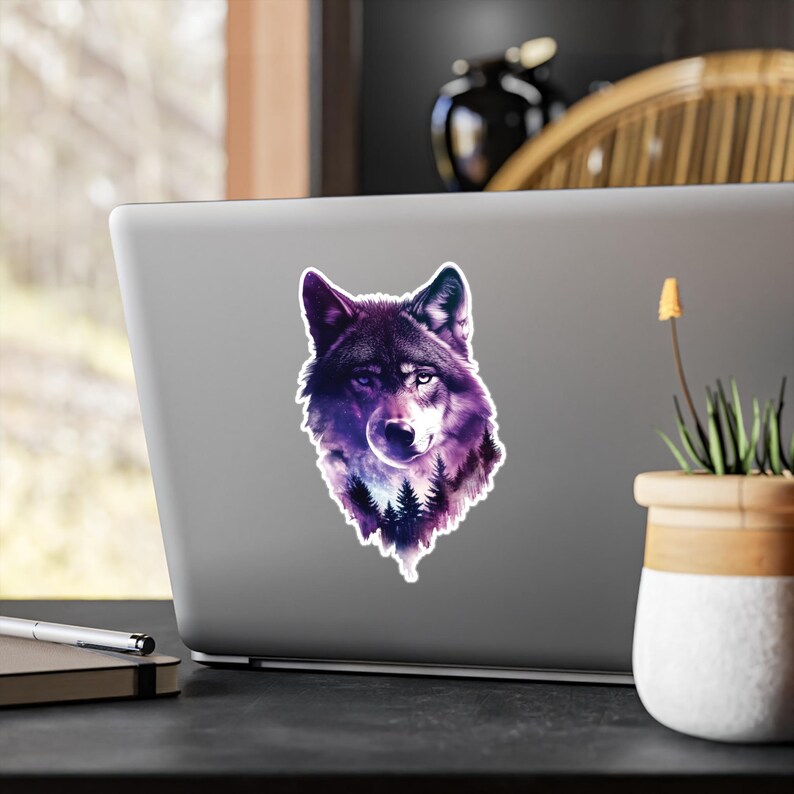 Wolf Vinyl Decal: Northern Lights Moon Sticker, Nature Lover Gift - Etsy