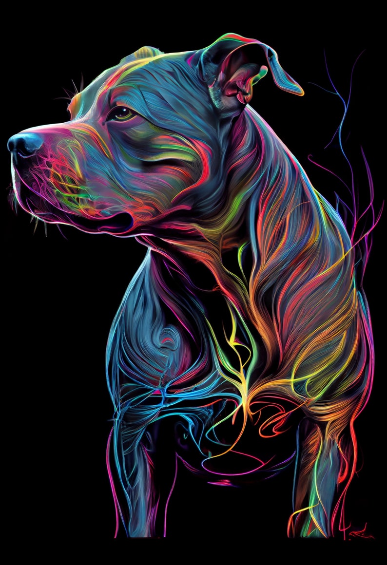 Retratos de neón Pitbull: 5 imágenes PNG de perro Pitbull Diseño de ...