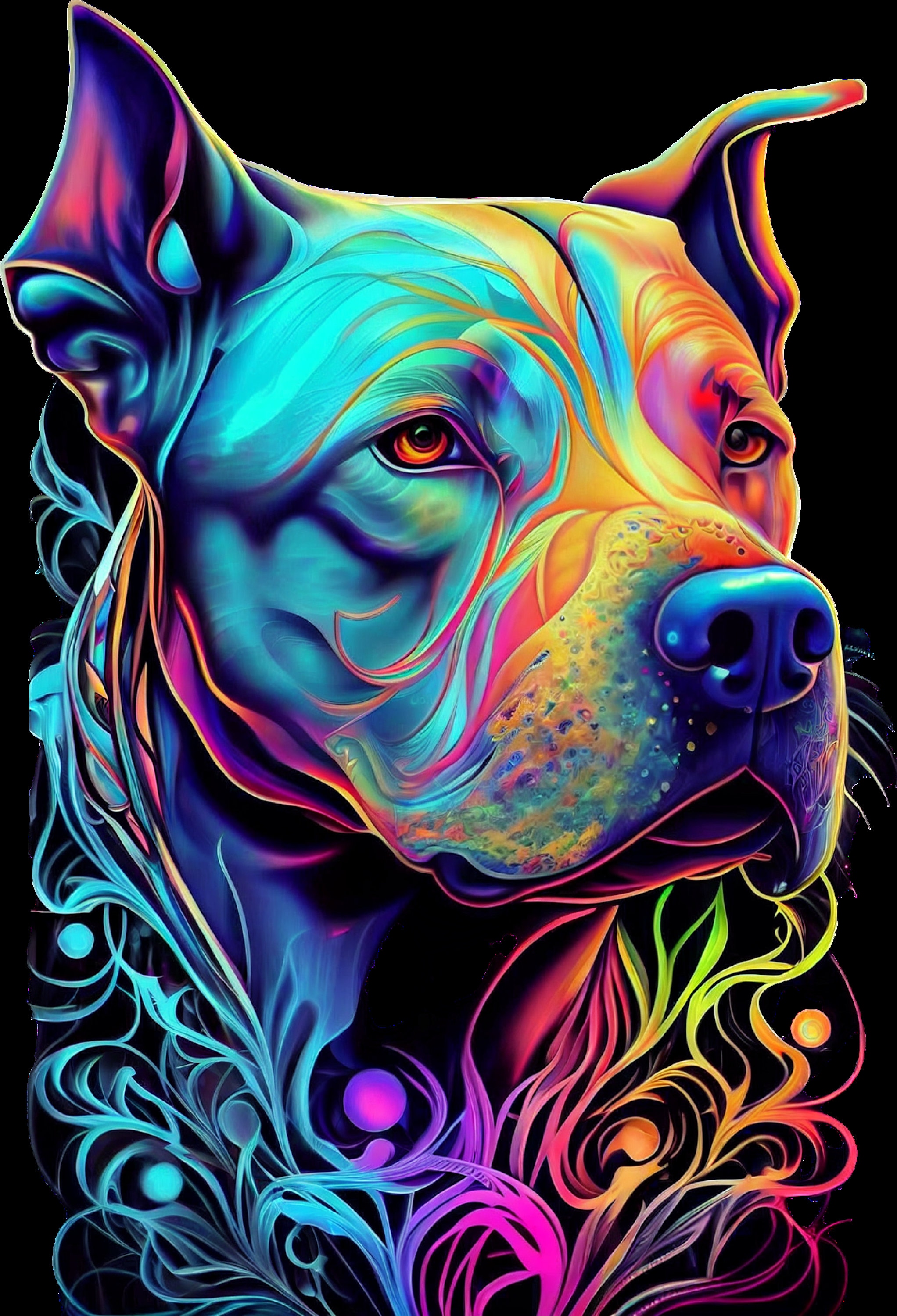 Neon Pitbull PNG Images: Printable Canine Art (digital Download) - Etsy