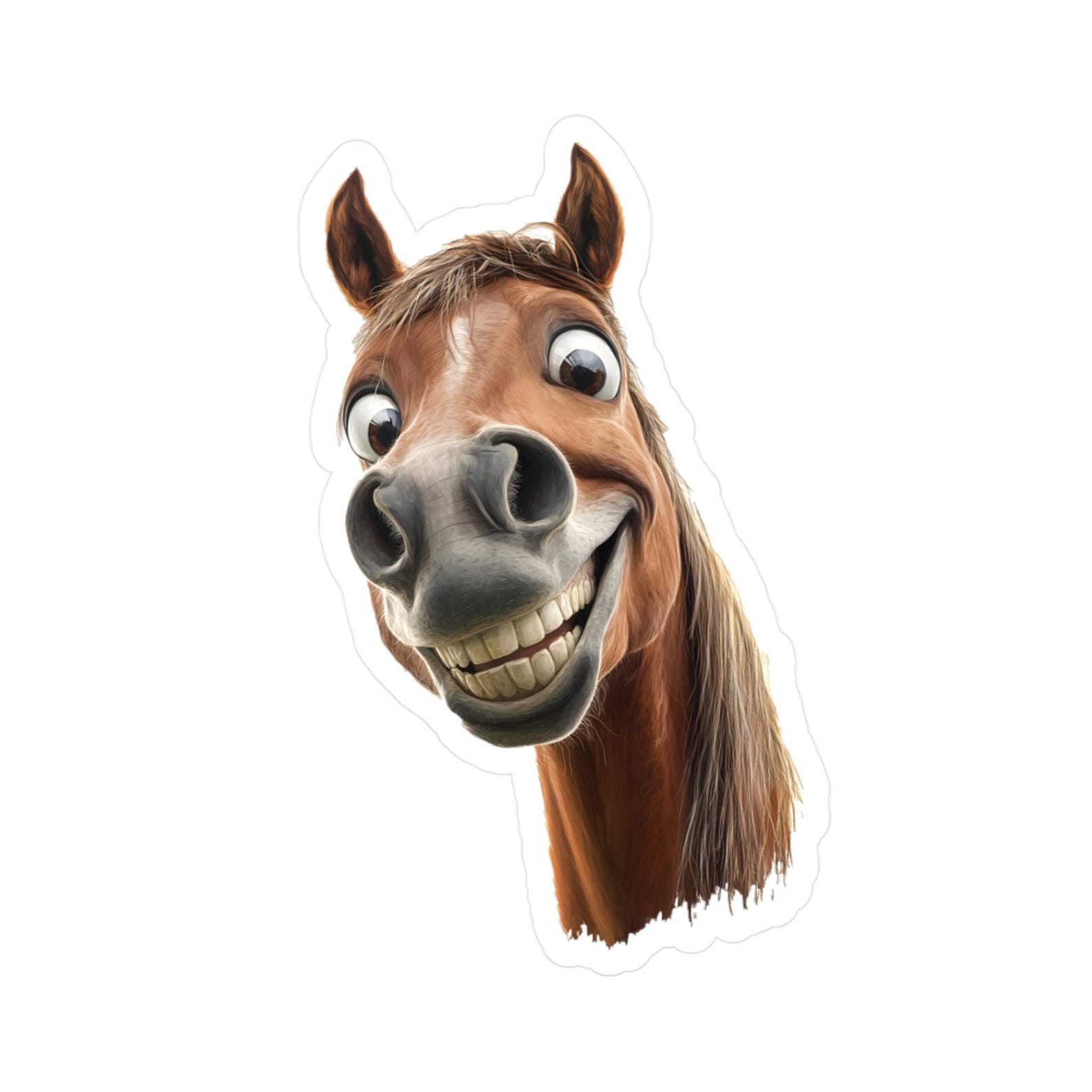 Funny Smiling Horse Vinyl Decal: Laptop, Water Bottle Sticker - Etsy