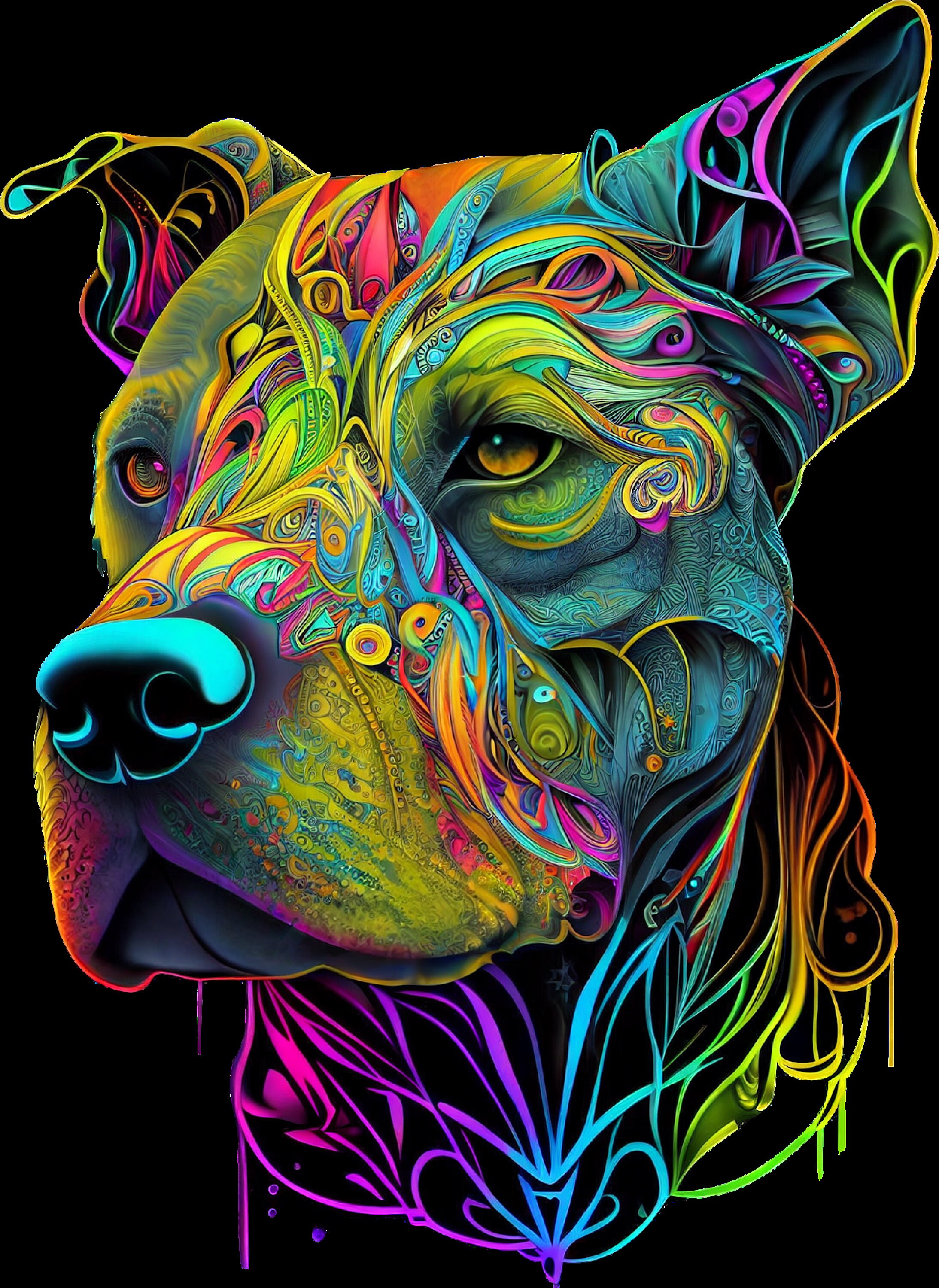 Neon Pitbull PNG Images: Printable Canine Art (digital Download) - Etsy