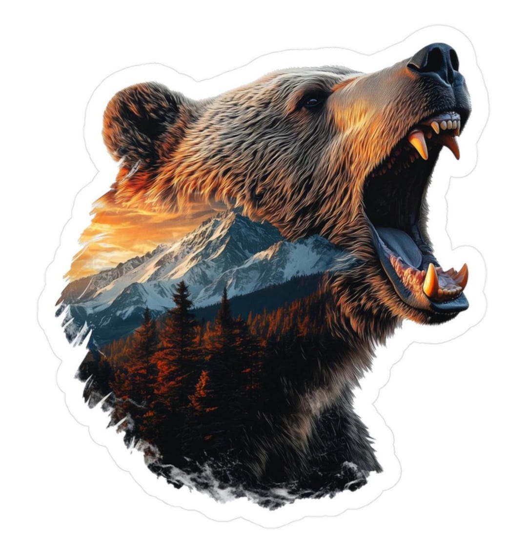 Premium Big Bear Vinyl Decal Sticker - Grizzly Bear Stciker, Bear Vinyl ...