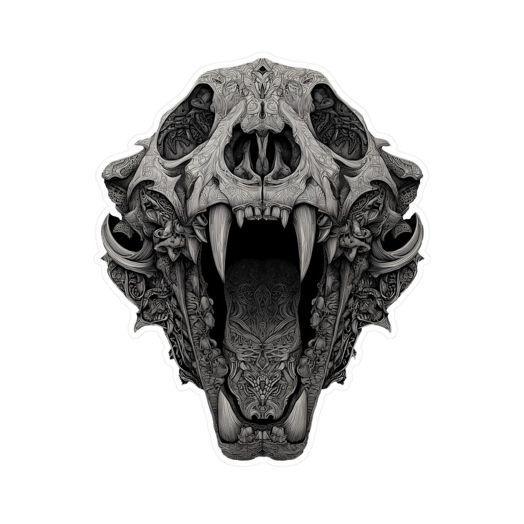 Saber-tooth Tiger Vinyl Decal Sticker, Big Cat Decal, Laptop Decal, Car ...