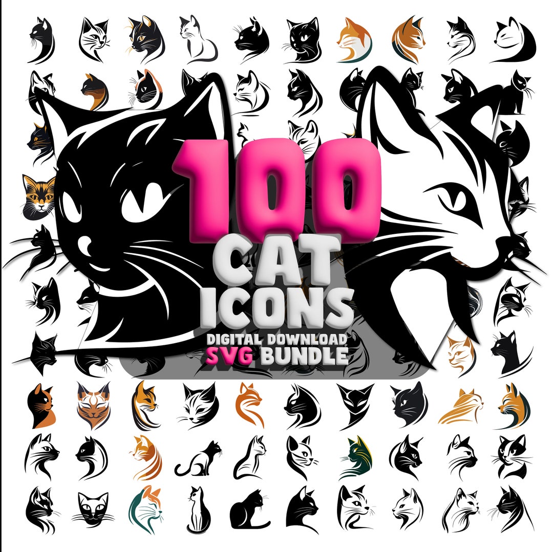 100 Cat Icon Logos: SVG Vector Graphics (digital Download) - Etsy