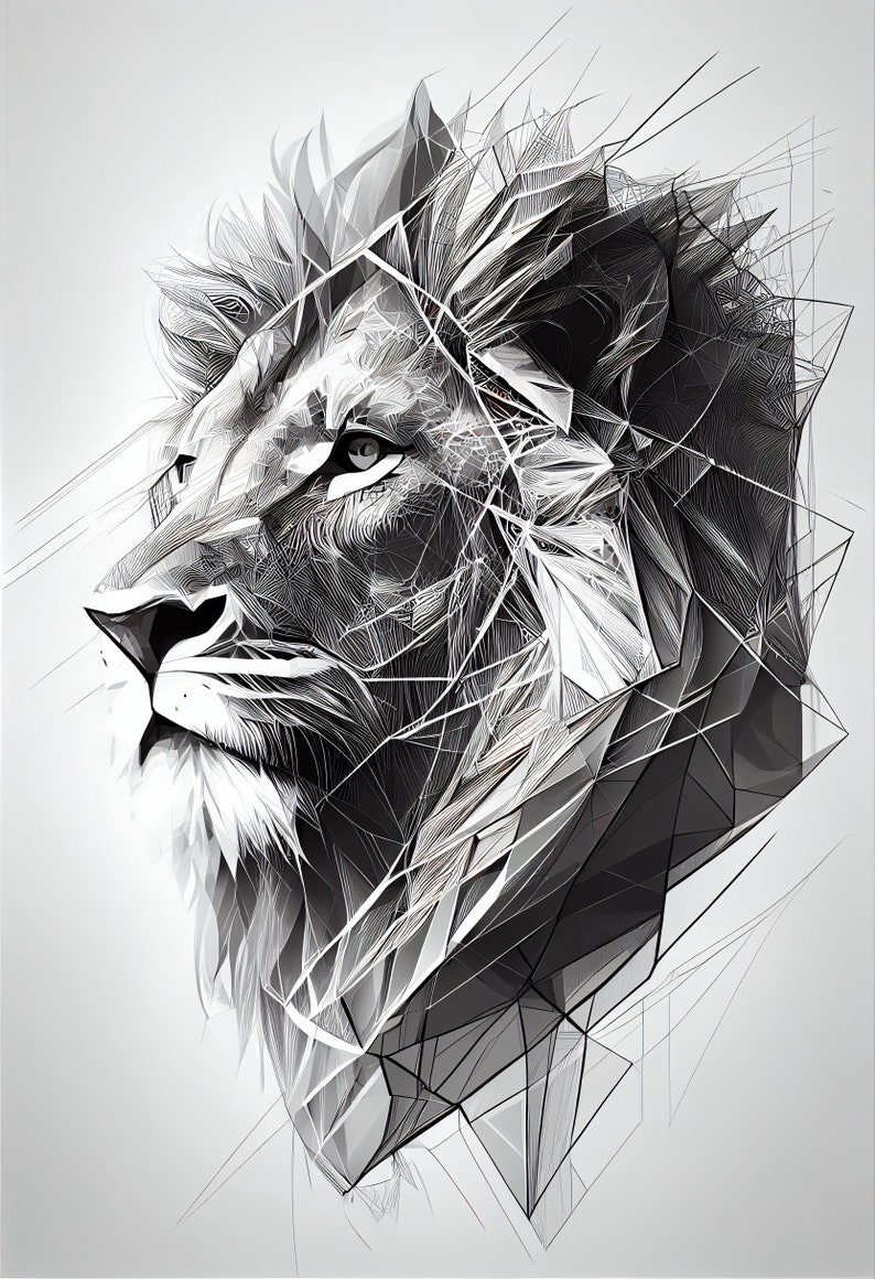 Geometric Lions: 5 Geo Lion PNG Images White Background - Etsy