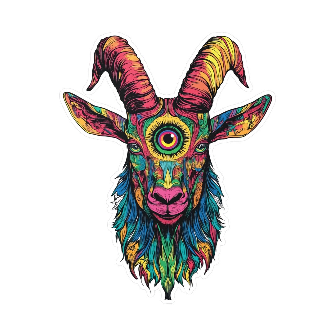 GOAT Sticker Third Eye Billygoat Vinyl Decal, Animal Lover Gift, Laptop ...