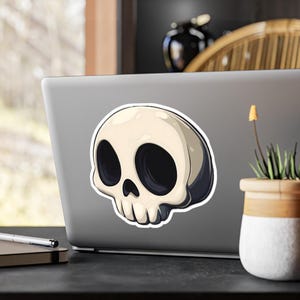 Cartoon Skull Vinyl Decal, Sticker for Laptop, Water Bottle, Car, Phone ...