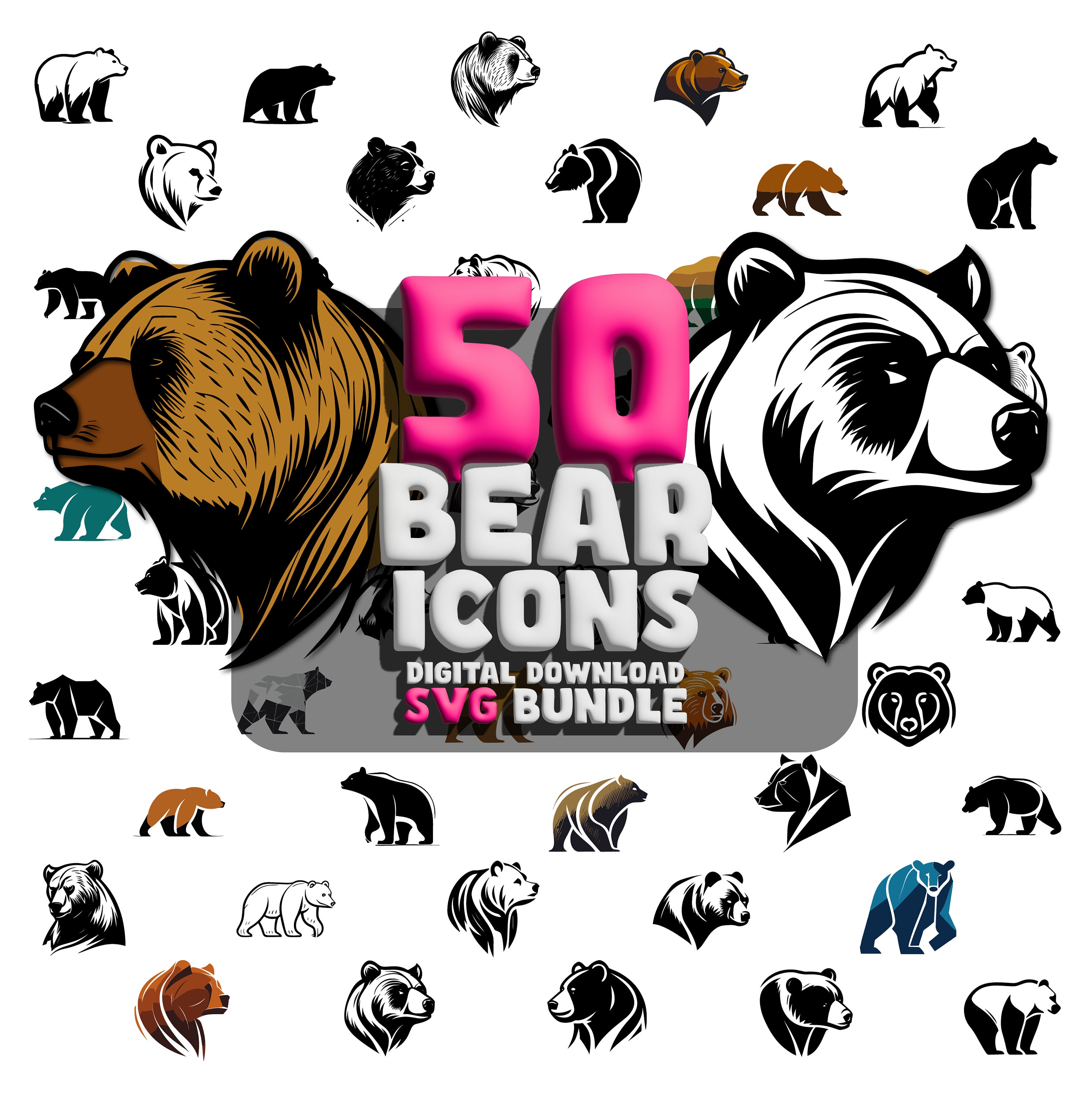 Big Bears: 50 Bear Icon Logos in SVG Format for Your Design Needs ...