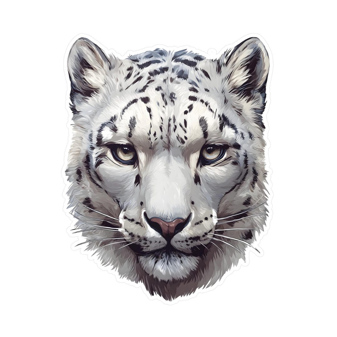 Snow Leopard Vinyl Decal Sticker - Kiss-cut Vinyl Decal, Car Laptop ...