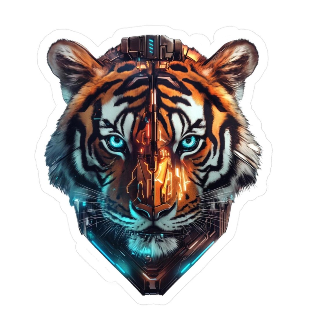 Tiger Decal Cyborg Tiger Sticker for Cars, Laptops, Water Bottles Vinyl ...